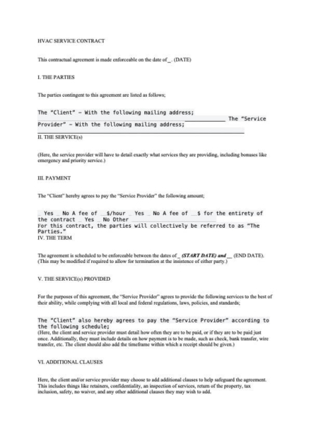 Free HVAC Service Contract Templates (Word | PDF)