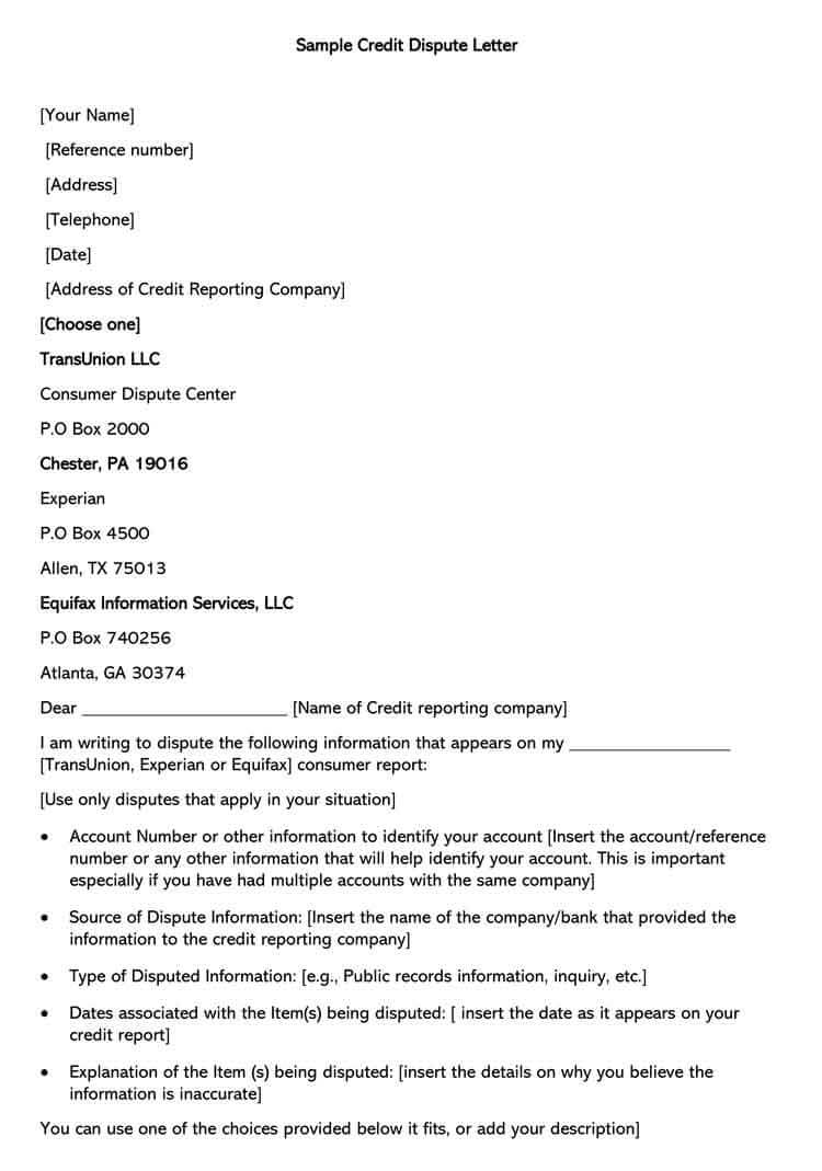Credit Report Dispute Letter Template - Sarseh.com Credit Report Dispute Letter Template - Sarseh.com