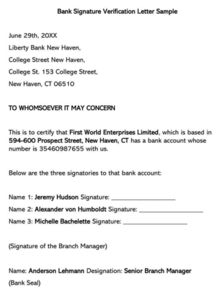 Bank Signature Verification Letter (Samples & Examples)