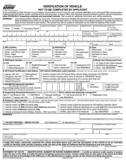 Free VIN Verification Forms - US - PDF (Guide to Fill)