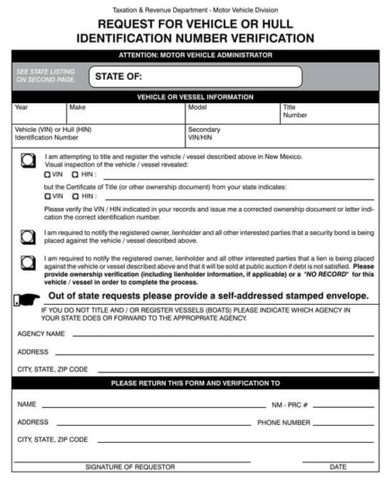 Free VIN Verification Forms - US - PDF (Guide to Fill)