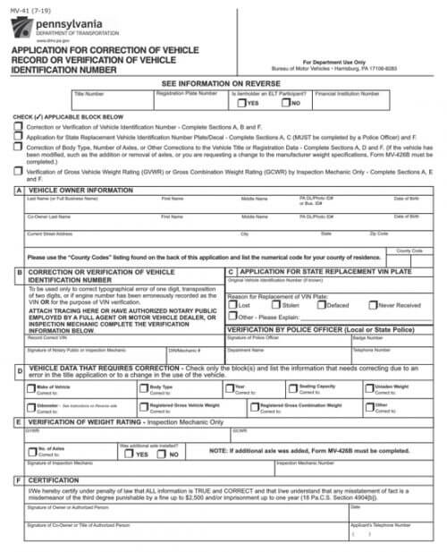 Free VIN Verification Forms - US - PDF (Guide to Fill)