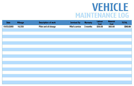 44 Free Printable Vehicle Maintenance Logs (Excel | Word)