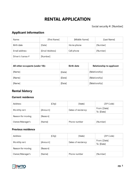 55 Blank Rental Application Forms - Templates - Editable