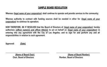 Free Board Resolution Templates | Word - PDF