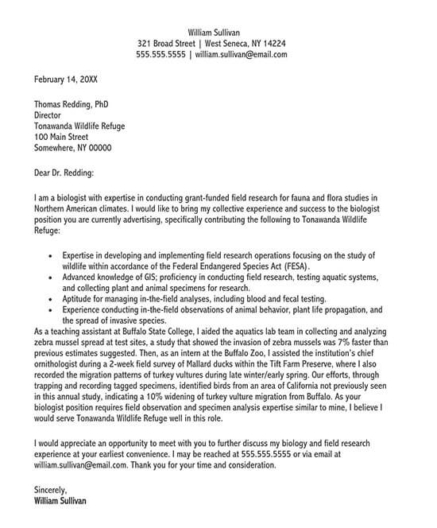 Biology Cover Letter Examples (Guide + Tips)