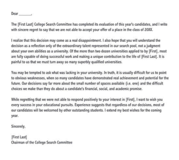 College Rejection Letter Samples | How to Write (Format)