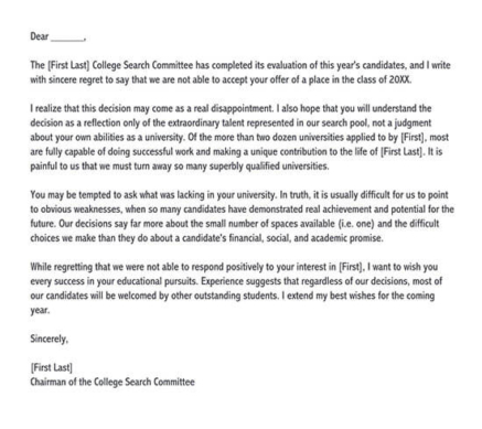 College Rejection Letter Samples | How to Write (Format)