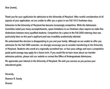 College Rejection Letter Samples | How to Write (Format)