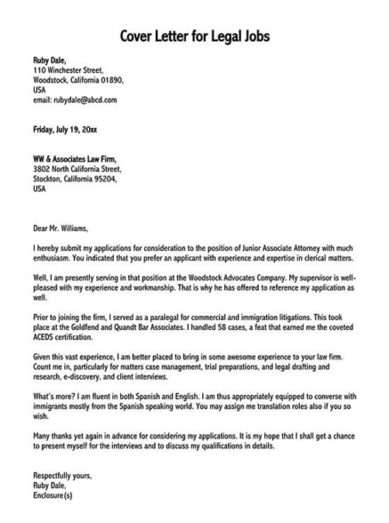 15 Sample Cover Letters for Legal Jobs (Word, PDF)