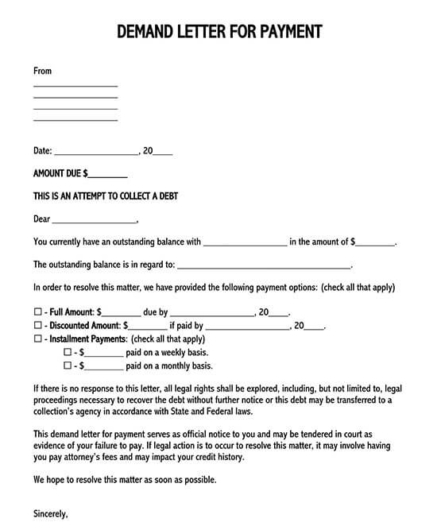 12 Free Demand Letter for Payment Templates
