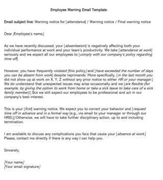 Employee Warning (Notice) Letter Templates - Samples