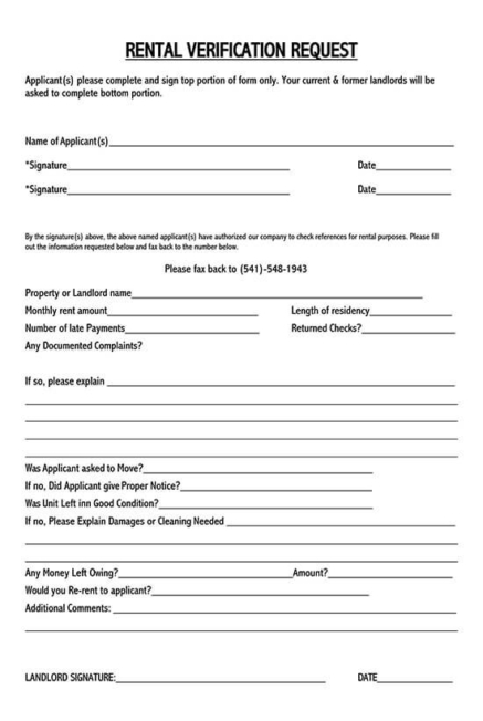 Free Verification of Rent (Landlord) Forms - Word | PDF