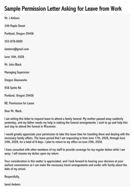 Leave Permission letter: How to Write (Samples)