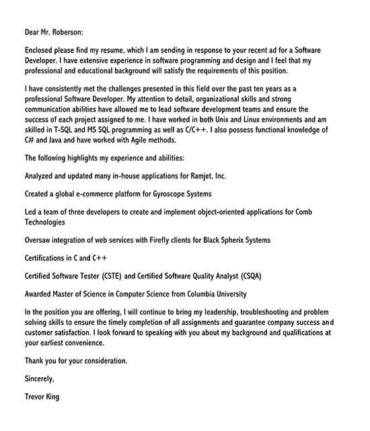 Best Software Developer Cover Letter Examples (Writing Tips)