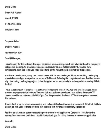 Best Software Developer Cover Letter Examples (Writing Tips)