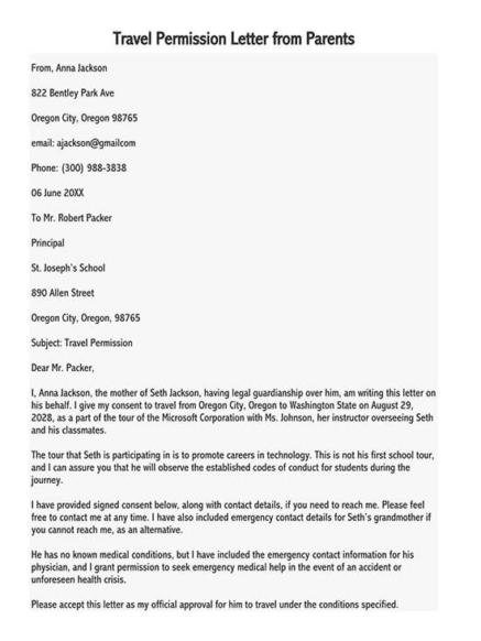 Travel Permission Letter: Sample Letters & Writing Tips