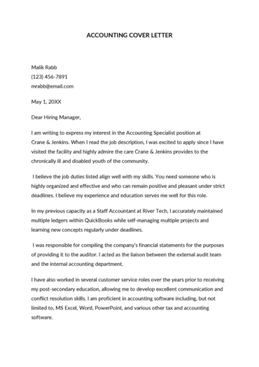 Accounting Cover Letter Examples [How to Write] - Free Templates