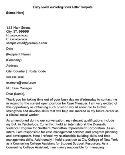 Professional Counselor Cover Letter Samples & Examples