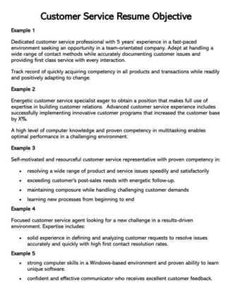 Customer Service Resume Objective Examples (Ideas & Tips)
