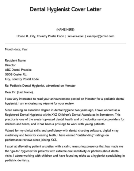 Dental Hygienist Cover Letter Examples (How to Format)