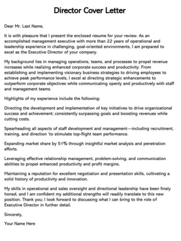 Writing a Director Cover Letter (Samples & Examples)