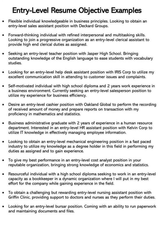 Entry-Level Resume Objective Examples (Outline & Ideal)