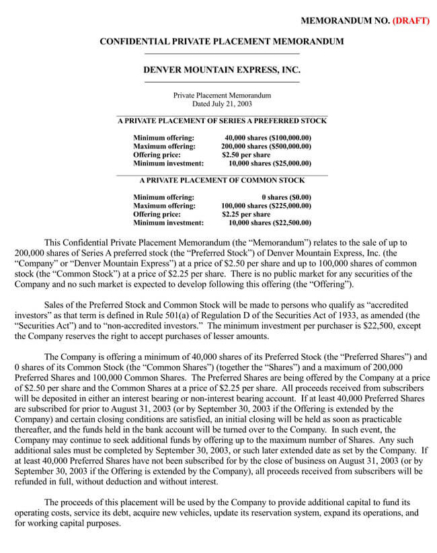 24 Private Placement Memorandum Templates - PDF