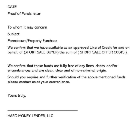 Proof of Funds Letters for Real Estate (Templates)