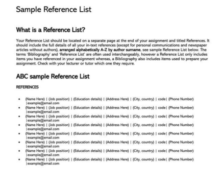 25 Free Reference Page (Sheet) Templates - Word | PDF