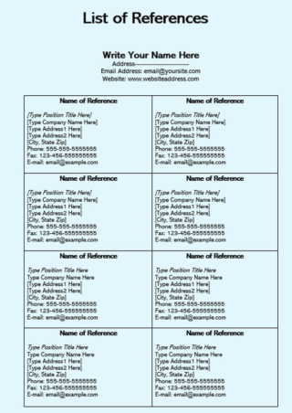25 Free Reference Page (Sheet) Templates - Word | PDF