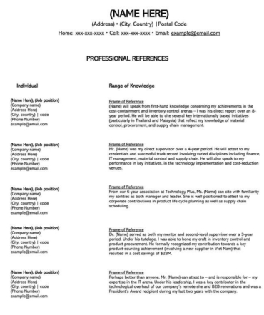 25 Free Reference Page (Sheet) Templates - Word | PDF