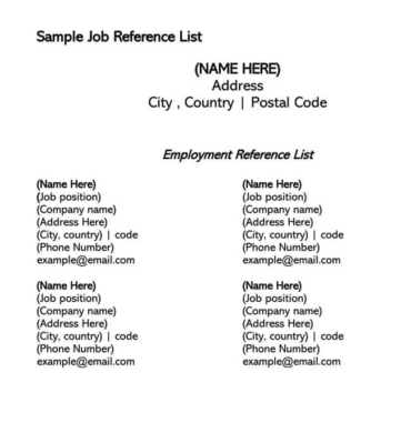 25 Free Reference Page (Sheet) Templates - Word | PDF