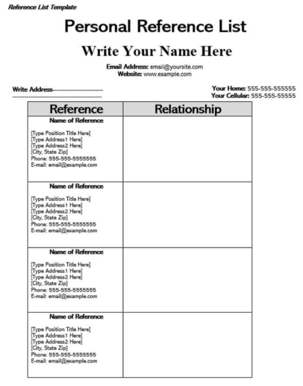 25 Free Reference Page (Sheet) Templates - Word | PDF
