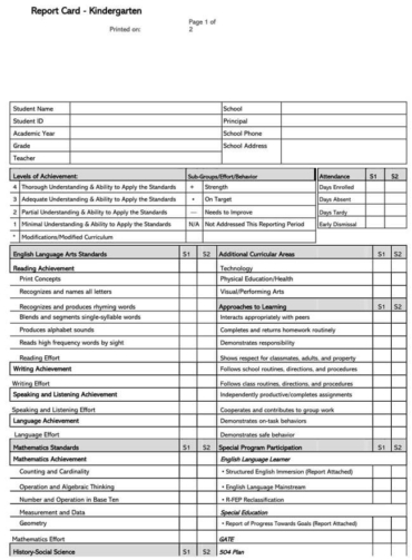 32 Free Report Card Templates (Homeschool, High School)