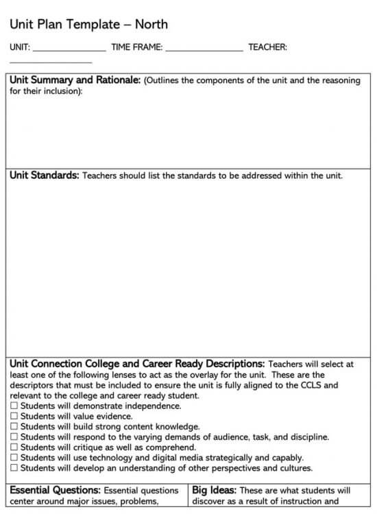 20 Free Unit Plan Templates | Word - PDF
