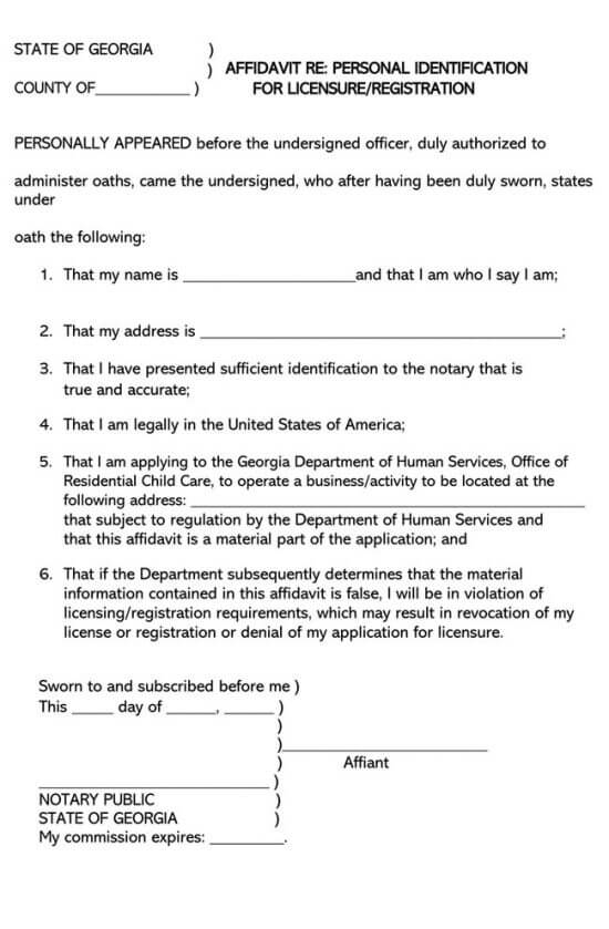 Free Affidavit of Identity Forms & Templates (Word | PDF)