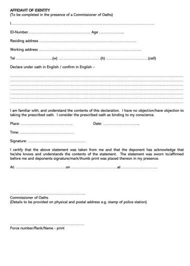 Free Affidavit of Identity Forms & Templates (Word | PDF)