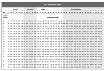 FREE Printable Body Mass Index (BMI) Charts | Calculate BMI