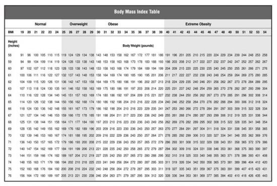 FREE Printable Body Mass Index (BMI) Charts | Calculate BMI