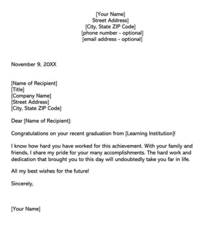 Letter of Congratulations for Accomplishments (Samples)