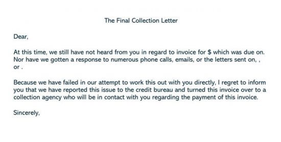 Debt Collection Letter Templates (Late Payment) - Samples