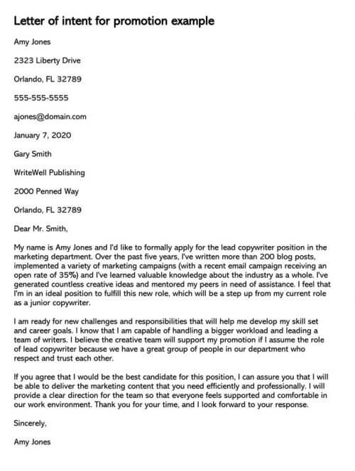 Job Promotion Letter of Intent: How to Write (Free Templates)