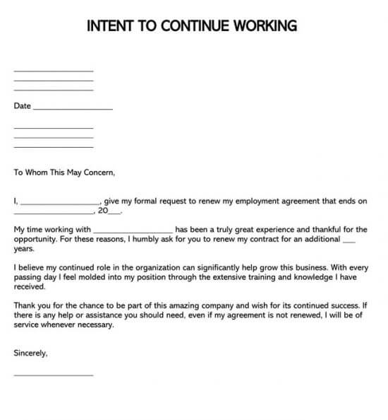 Continue Working Letter of Intent Examples (How to Write)