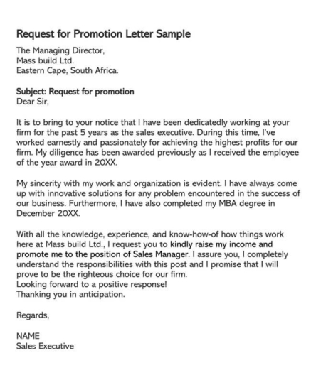Promotion Request Letter Examples | How to Write (Templates)