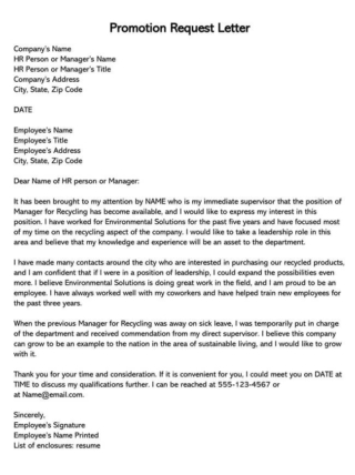 Promotion Request Letter Examples | How to Write (Templates)