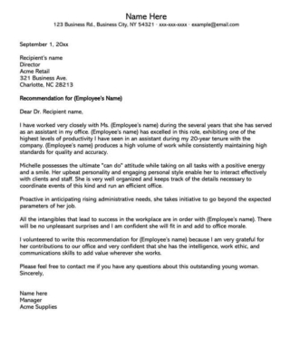 20 Sample Recommendation Letters From Manager