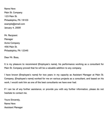 20 Sample Recommendation Letters From Manager