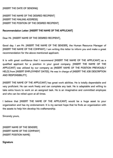 20 Sample Recommendation Letters From Manager