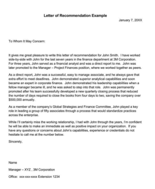 20 Sample Recommendation Letters From Manager